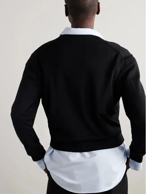 Ami Embroidered Wool Cardigan
