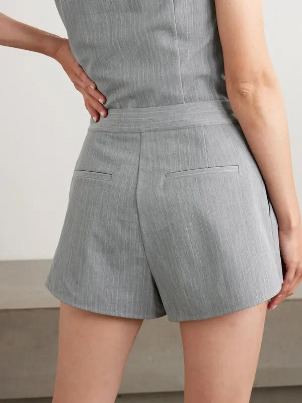 ST. AGNI Pinstriped Wool-blend Twill Shorts - Gray