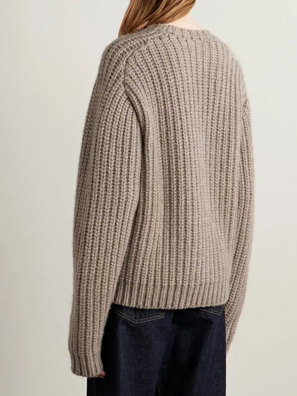 Khaite Natt Ribbed Cashmere Sweater - Brown