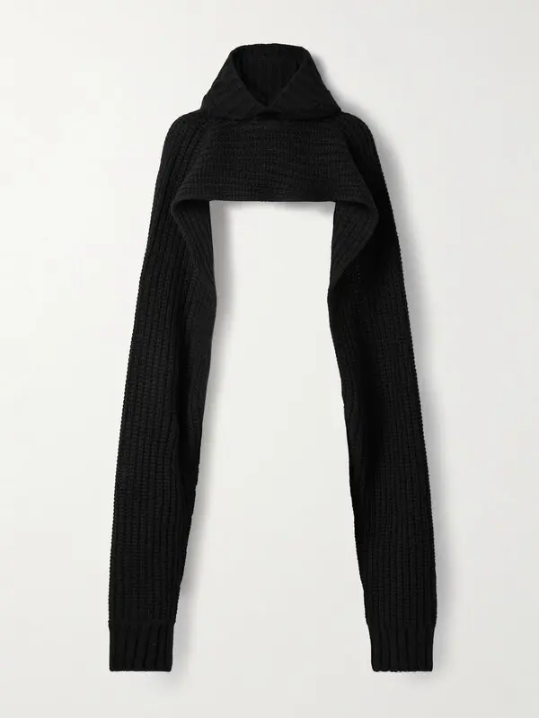 Sacai Cropped Hooded Wool-blend Sweater