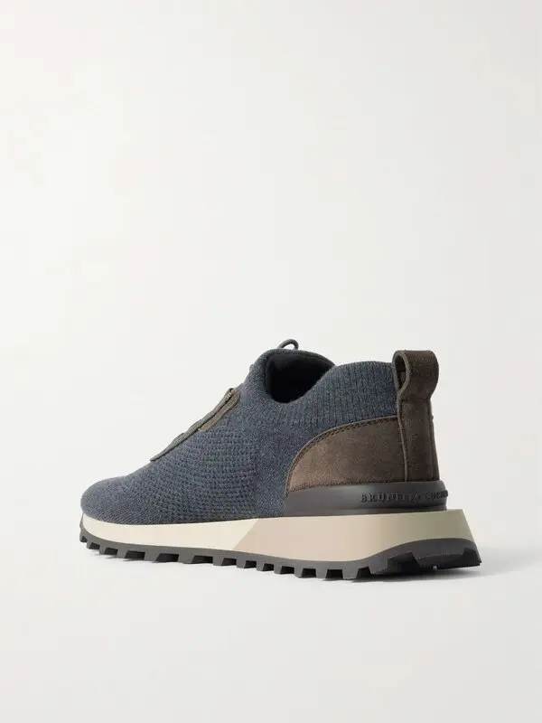 Brunello Cucinelli Bead-embellished Wool-blend Sneakers