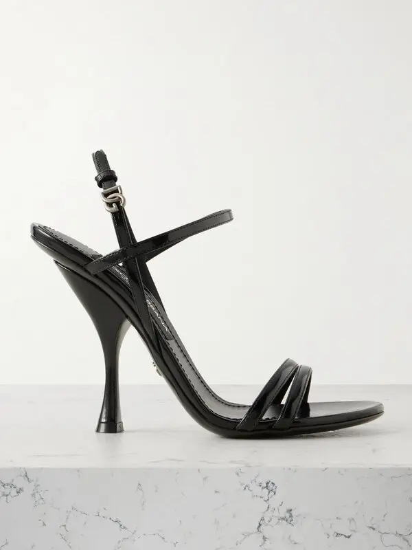 Dolce & Gabbana Glossed-leather Slingback Sandals - Black