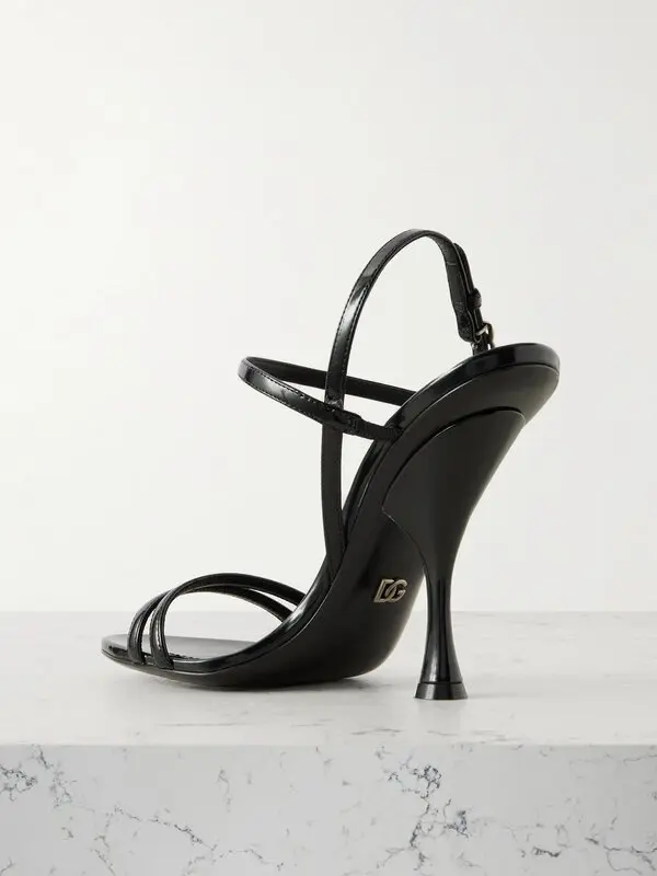 Dolce & Gabbana Glossed-leather Slingback Sandals - Black