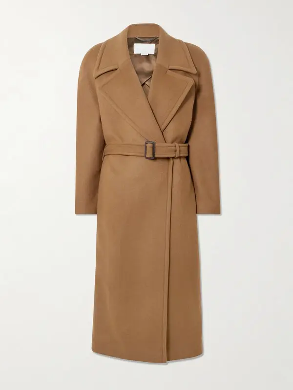 Stella McCartney Double-breasted Belted Wool Coat - Brown