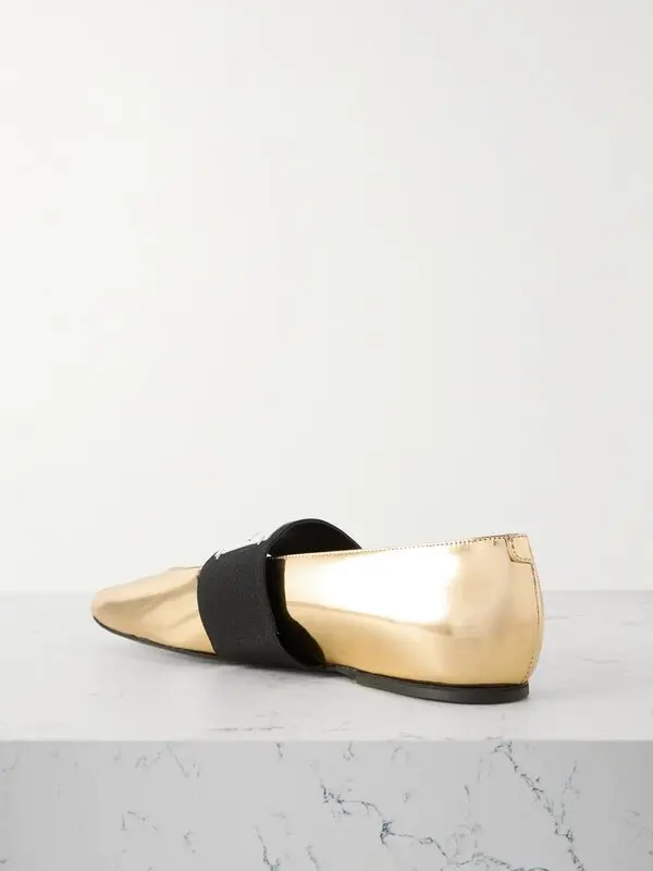 Givenchy Logo-appliquéd Mirrored-leather Ballet Flats
