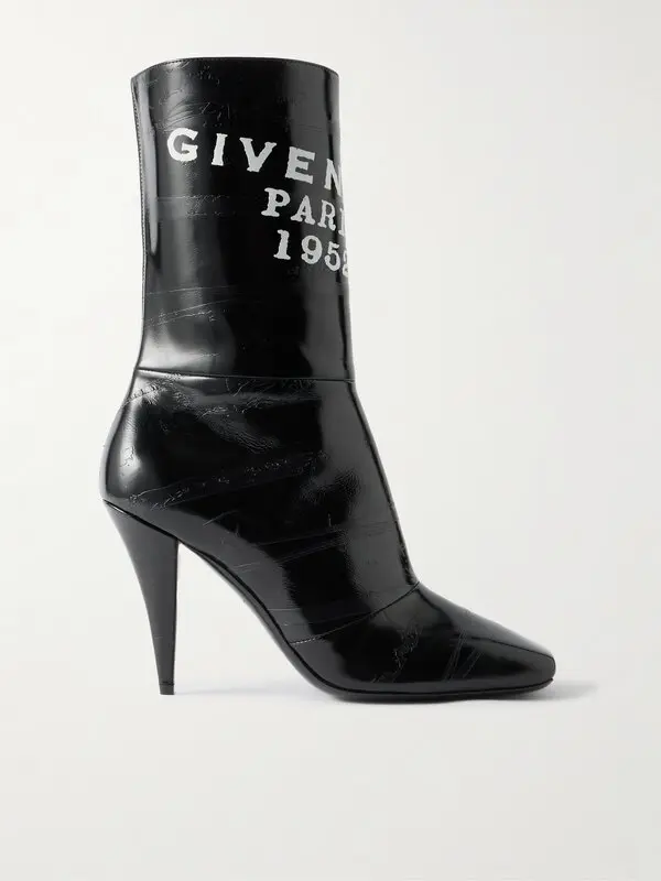 Givenchy Printed Textured-leather Ankle Boots