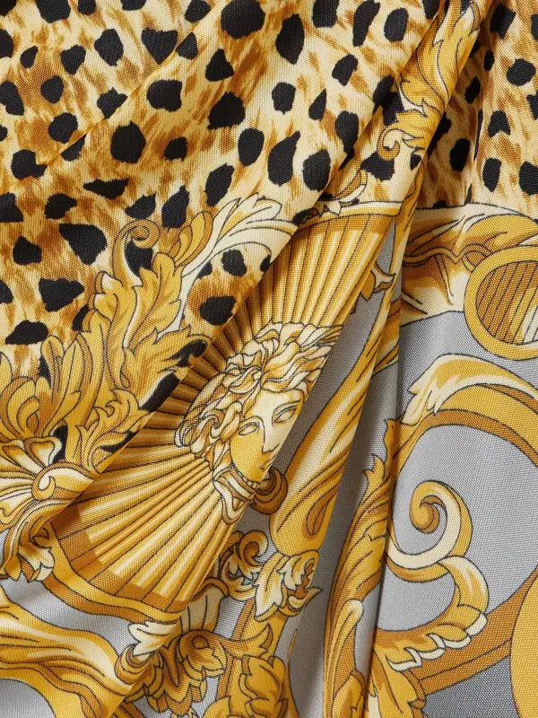 Versace Gathered Printed Jersey Skirt - Multi