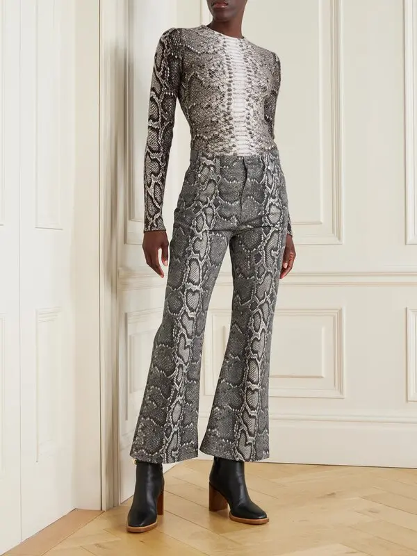 Gabriela Hearst - Ezra Snake-Print Recycled Mid-Rise Bootcut Jeans