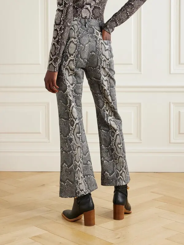 Gabriela Hearst - Ezra Snake-Print Recycled Mid-Rise Bootcut Jeans