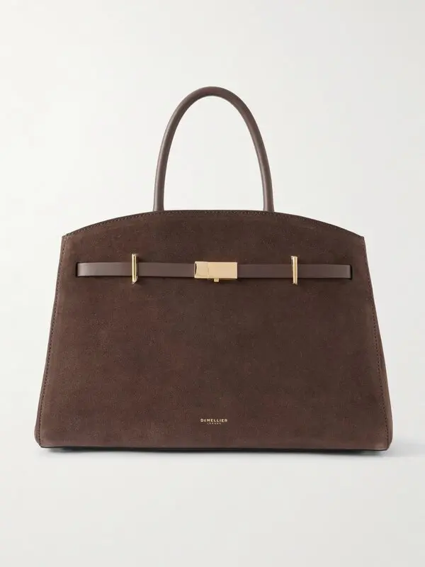 DEMELLIER The Hudson Midi Suede Tote - Brown