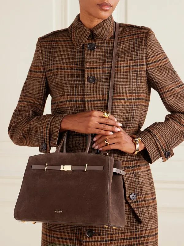 DEMELLIER The Hudson Midi Suede Tote - Brown