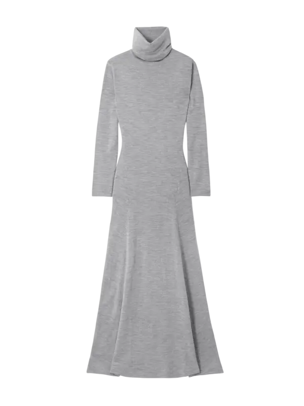 Tove Suzette Wool And Silk-blend Turtleneck Midi Dress - Gray