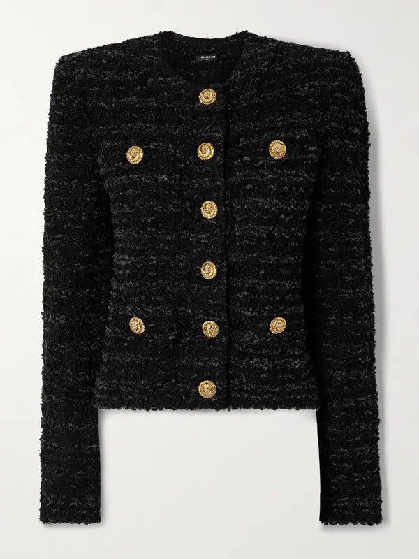 Balmain Chenille-tweed Jacket - Black