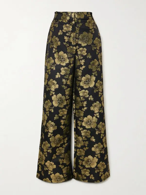DESTREE Beatrice Floral-brocade Wide-leg Pants