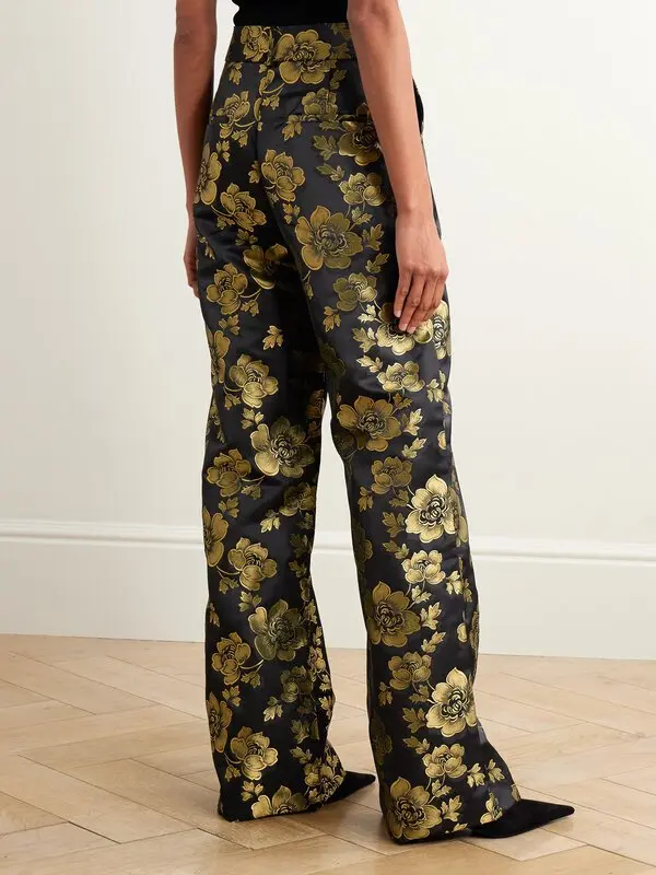 DESTREE Beatrice Floral-brocade Wide-leg Pants