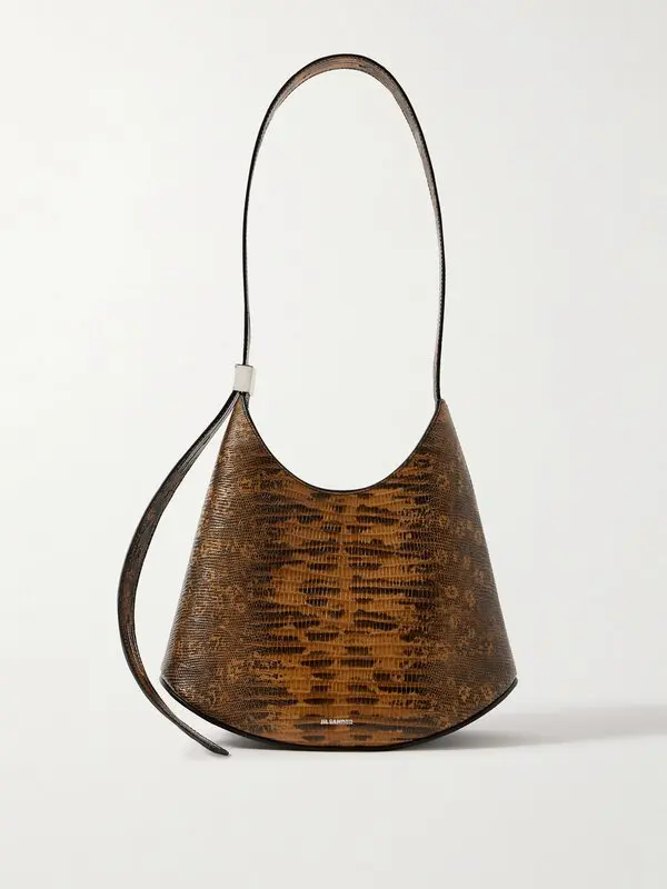 JIL SANDER Small Snake-effect Leather Shoulder Bag