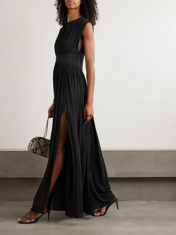 Zimmermann Hypnotic Gathered Paneled Maxi Dress - Black
