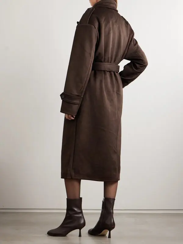 THE FRANKIE SHOP Pembroke Brushed Trench Coat - Brown