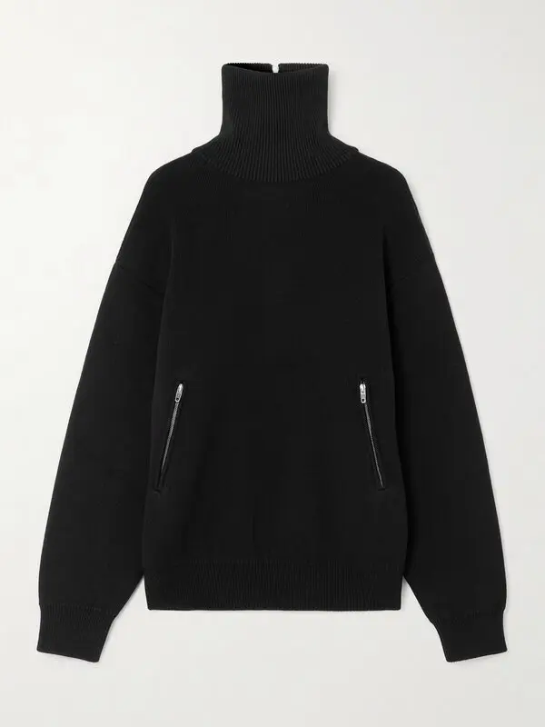 Balenciaga Cotton Half-zip Sweater - Black