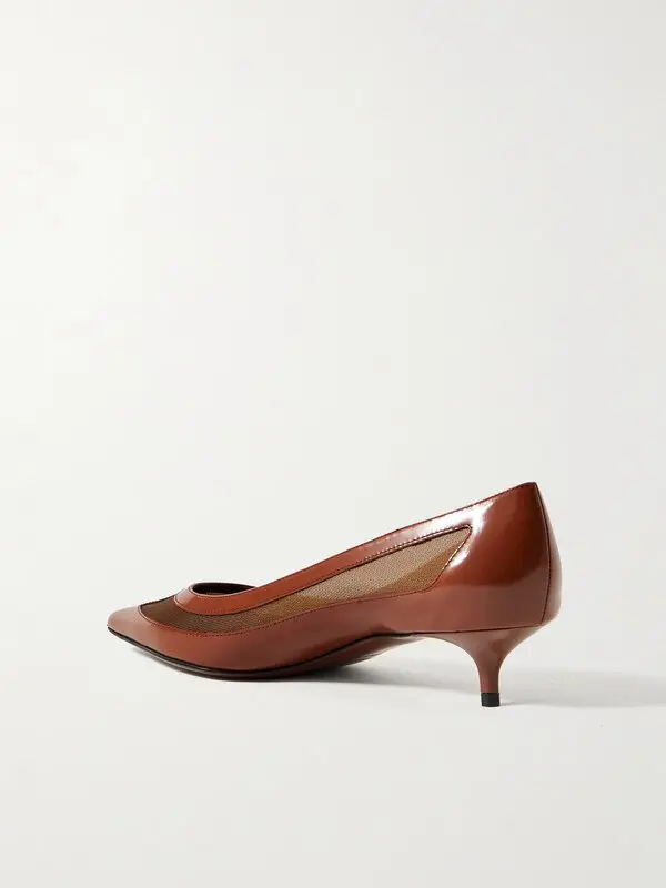 JIMMY CHOO Amelia 30 Mesh-trimmed Leather Pumps