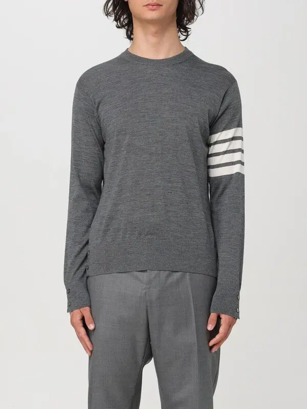 Thom Browne 4-bar Stripes Wool Pullover - Grey