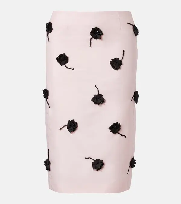 SHUSHU/TONG Floral-appliqué Pencil Skirt