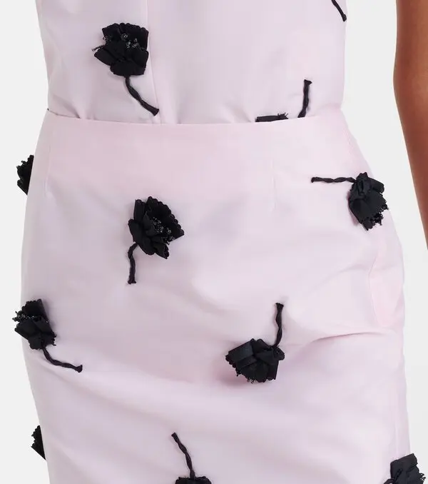 SHUSHU/TONG Floral-appliqué Pencil Skirt