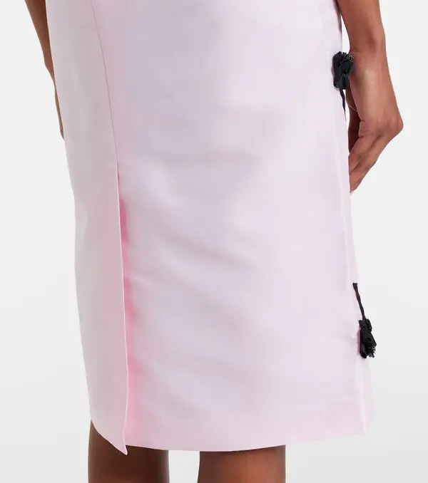SHUSHU/TONG Floral-appliqué Pencil Skirt