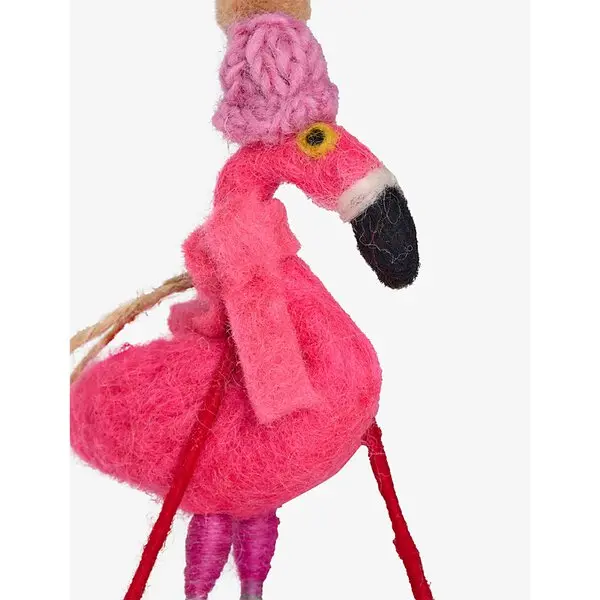 SELFRIDGES EDIT Skiing Flamingo Bird Wool Christmas Decoration
