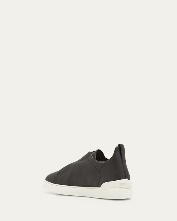 Zegna Triple Stitch™ Secondskin Leather Slip-on Sneakers - Black
