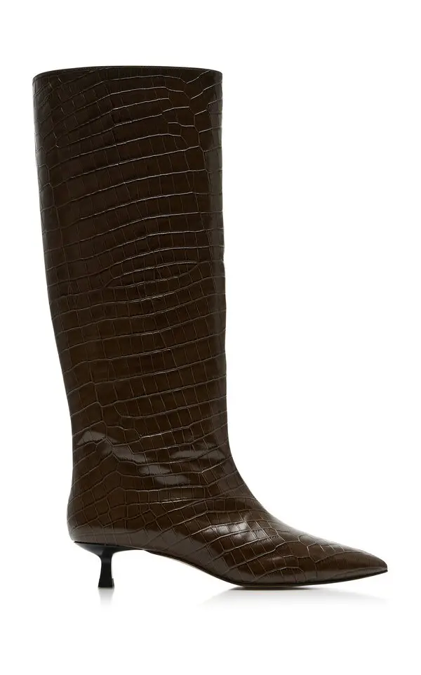 Freda Salvador Robyn Croc-effect Knee Boots - Brown