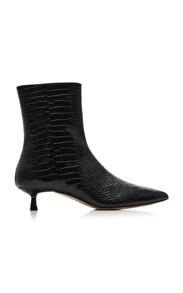 Freda Salvador Lanna Croc-effect Leather Boots - Black
