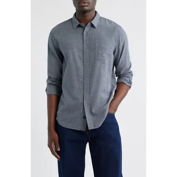 Rails Wyatt Microcheck Cotton Button-up Shirt - Charcoal Navy Houndstooth