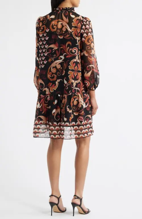 Julia Jordan Long Sleeve Chiffon Shift Dress