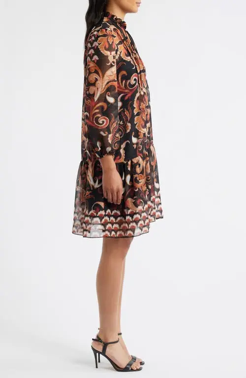 Julia Jordan Long Sleeve Chiffon Shift Dress