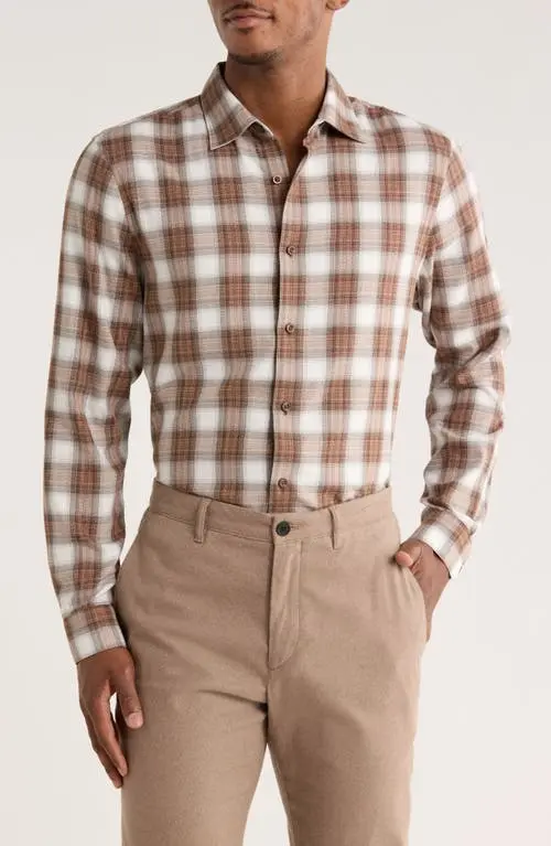 Nordstrom Flannel Button-up Shirt - Ivory- Brown Jeremy Plaid