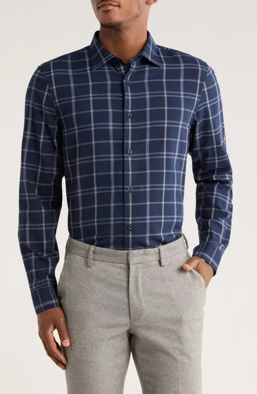 Nordstrom Flannel Button-up Shirt - Navy Still Grid Plaid