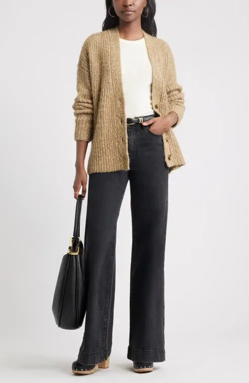 Treasure & Bond Oversized Nubby Cardigan - Tan Lead Combo