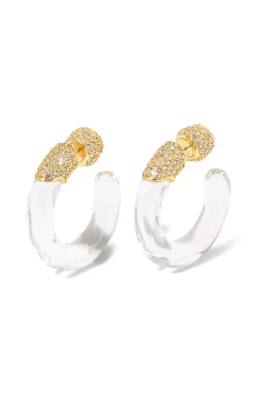 Alexis Bittar Liquid Lucite Crystal Hoop Earrings - Gold