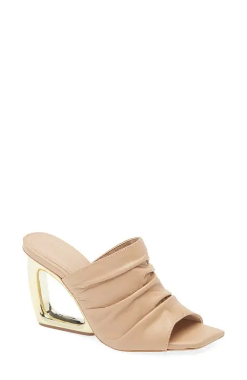 KOKO + PALENKI Ruched Wedge Sandal - Camel Leather