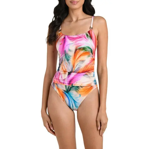 La Blanca Feathered Impression One-piece Swimsuit - Pink Multi