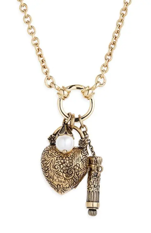 Chloé Chateau Treasures Heart Pendant Necklace - Vintage Gold