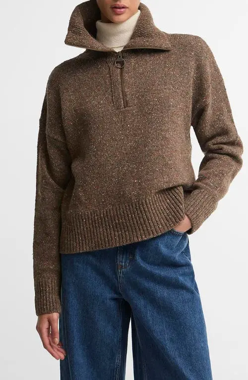Barbour Lavensdale Wool-blend Half-zip Sweater - Deep Camel
