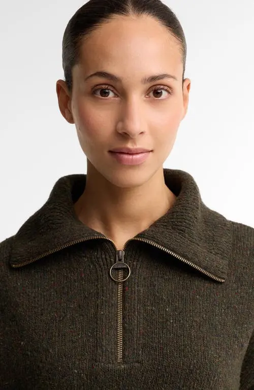 Barbour Lavensdale Wool-blend Half-zip Sweater - Olive