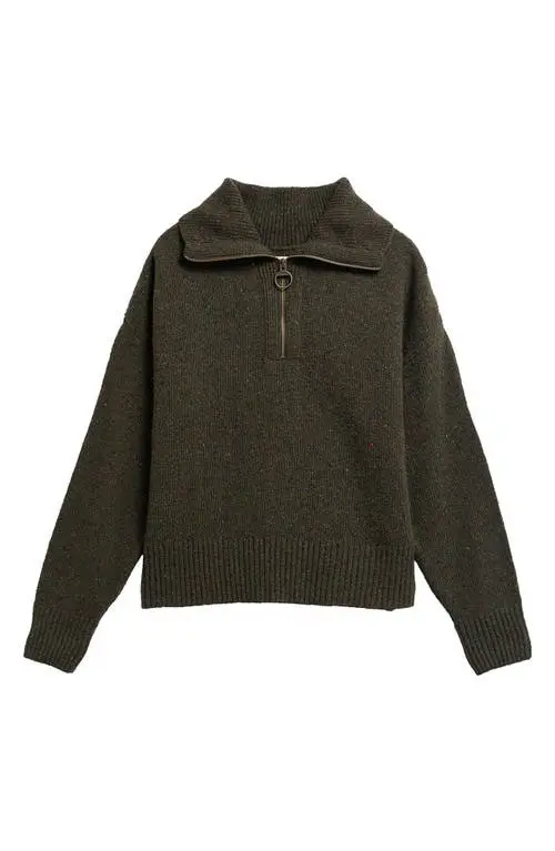 Barbour Lavensdale Wool-blend Half-zip Sweater - Olive