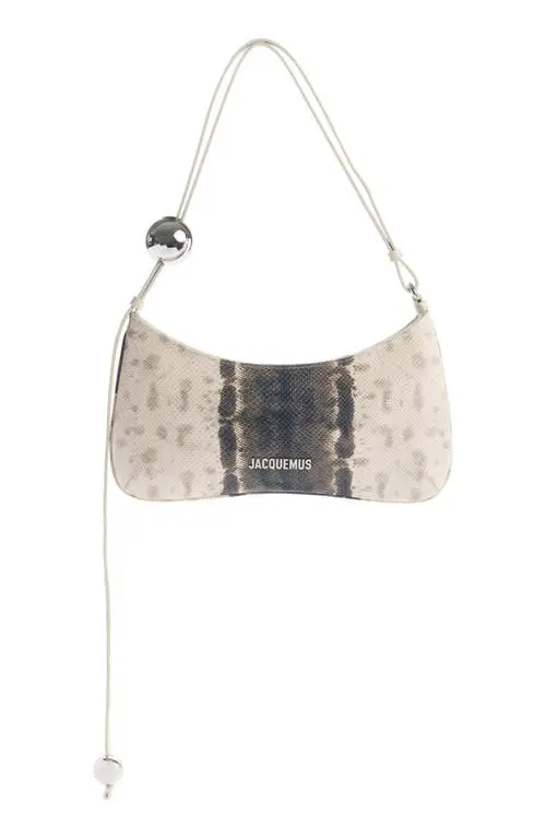 Jacquemus Le Bisou Perle Snake Embossed Leather Shoulder Bag - Multi-beige 015