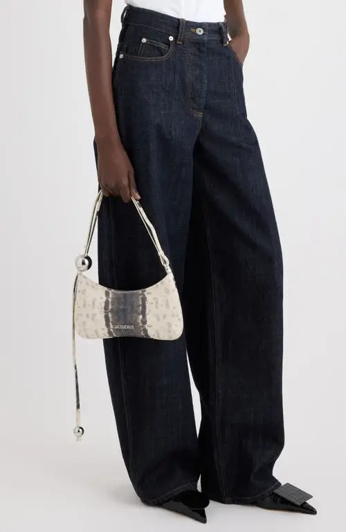 Jacquemus Le Bisou Perle Snake Embossed Leather Shoulder Bag - Multi-beige 015