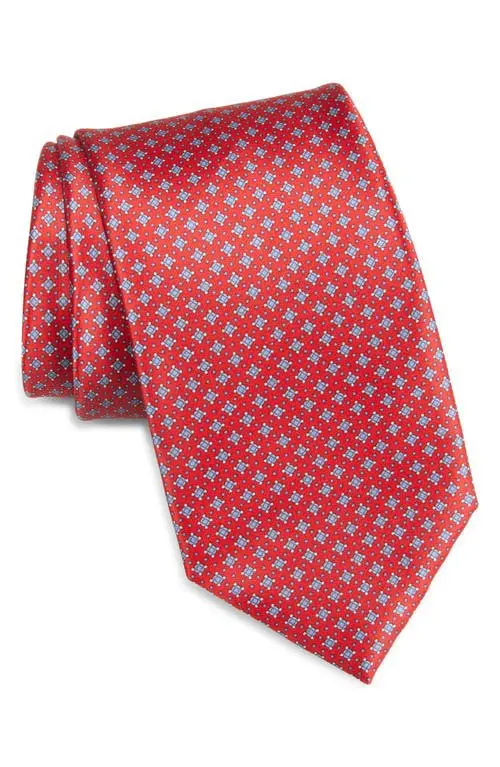 Brioni Micromedallion Silk Neck Tie - Brioni Red/lead