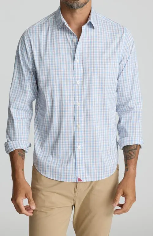 UNTUCKIT Kellerfield Plaid Cottontek™ Performance Button-up Shirt - Light Blue White Grey