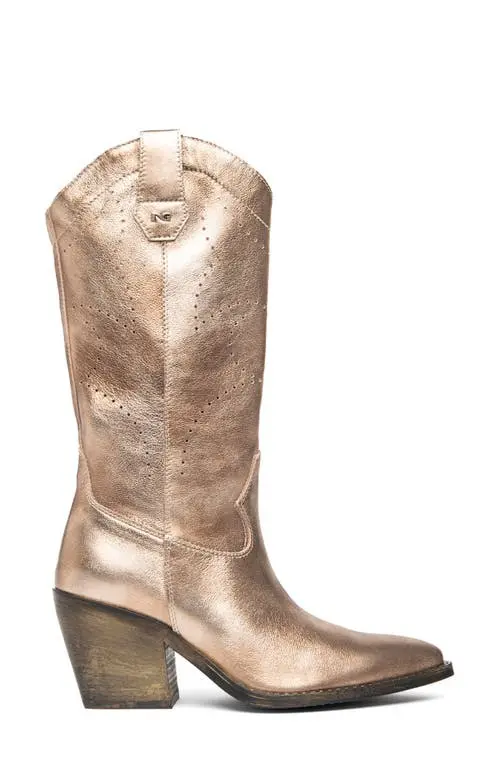 NEROGIARDINI Texan Western Leather Boots - Gold